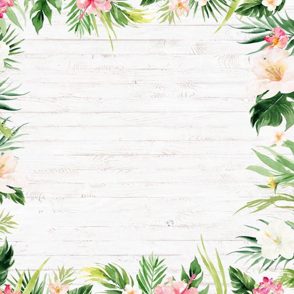 SCRAPBOOK CUSTOMS 12x12 Travel Themed Paper: Vacay - Floral Border ...