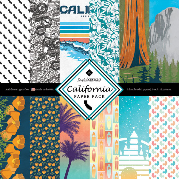 SCRAPBOOK CUSTOMS 12x12 Travel Themed Paper Pack: California ...