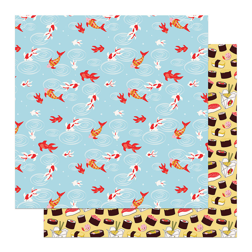 PHOTOPLAY Lucky Cat 12x12 Paper: Koi Pond - Scrapbook Generation