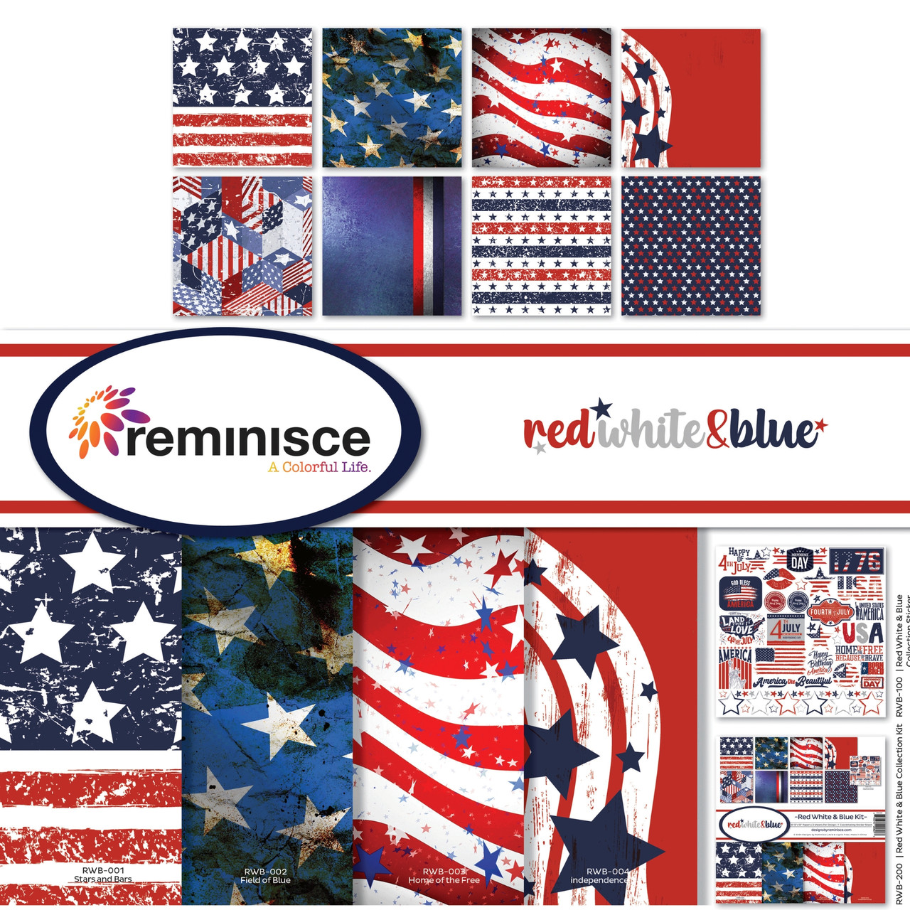 REMINISCE 12x12 Collection Pack: Red White And Blue - Scrapbook Generation
