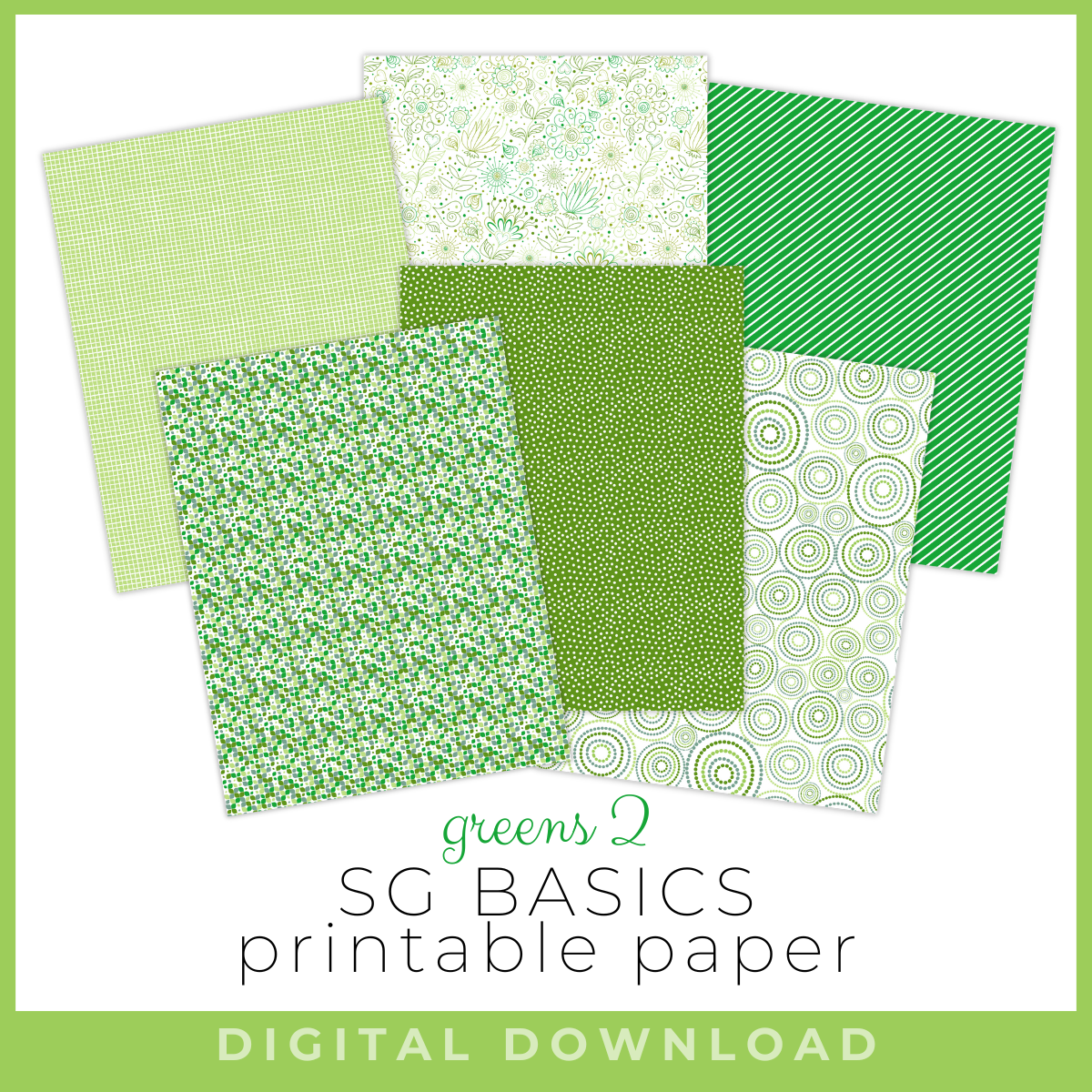 DIGITAL DOWNLOAD: Printables by Debbie - SG Basics Paper | Green 2 ...