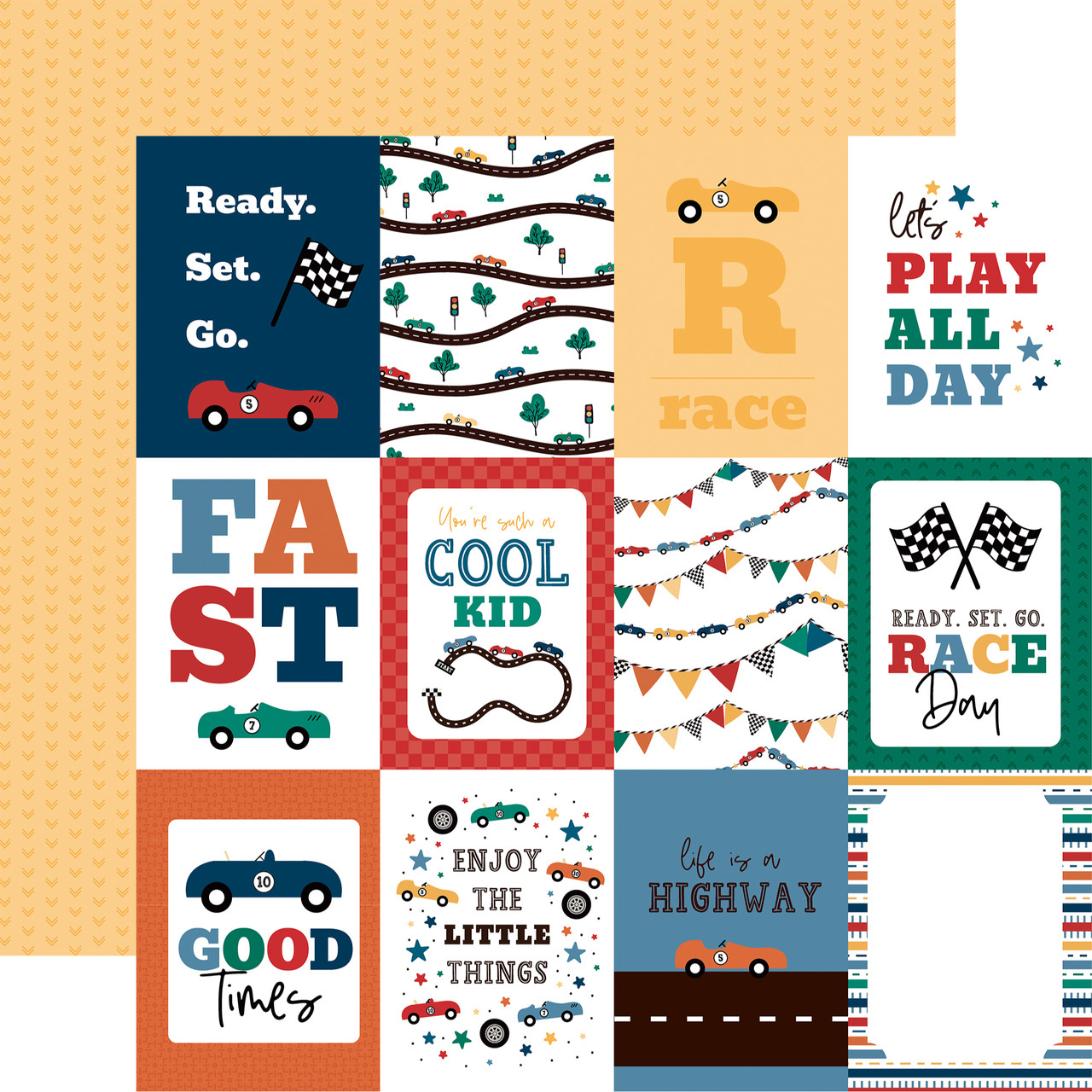 ECHO PARK VROOM 12x12 Paper: 3x4 Journaling Cards - Scrapbook Generation