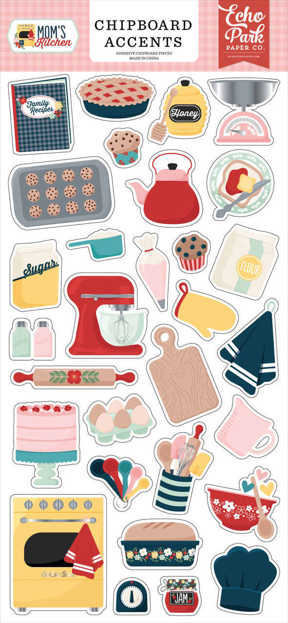 ECHO PARK Mom's Kitchen 6x13 Chipboard Accents - Scrapbook Generation