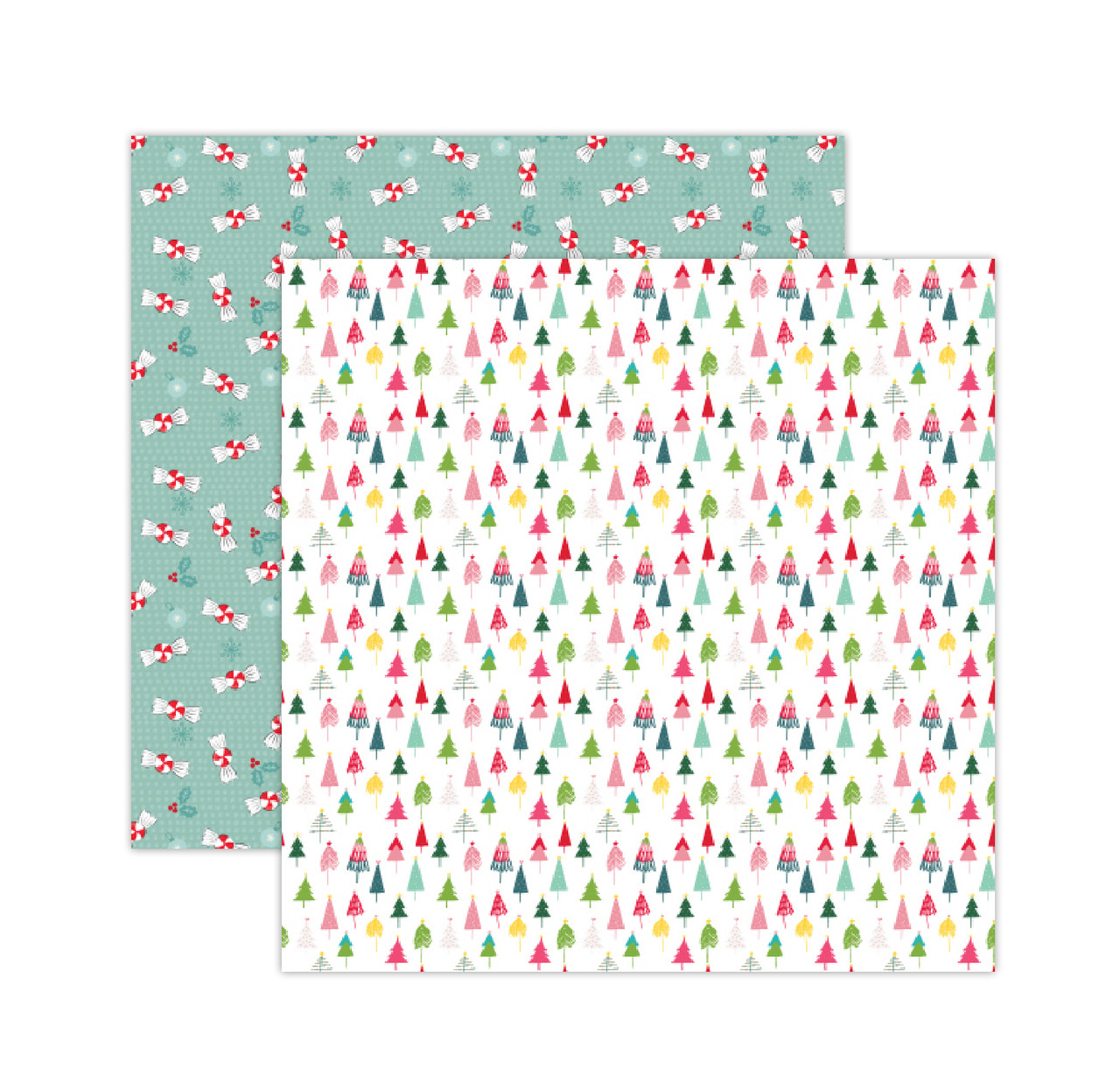 PRETTY LITTLE STUDIO Candy Cane 12x12 Paper | Starlight Mints (double-sided) - Scrapbook Generation