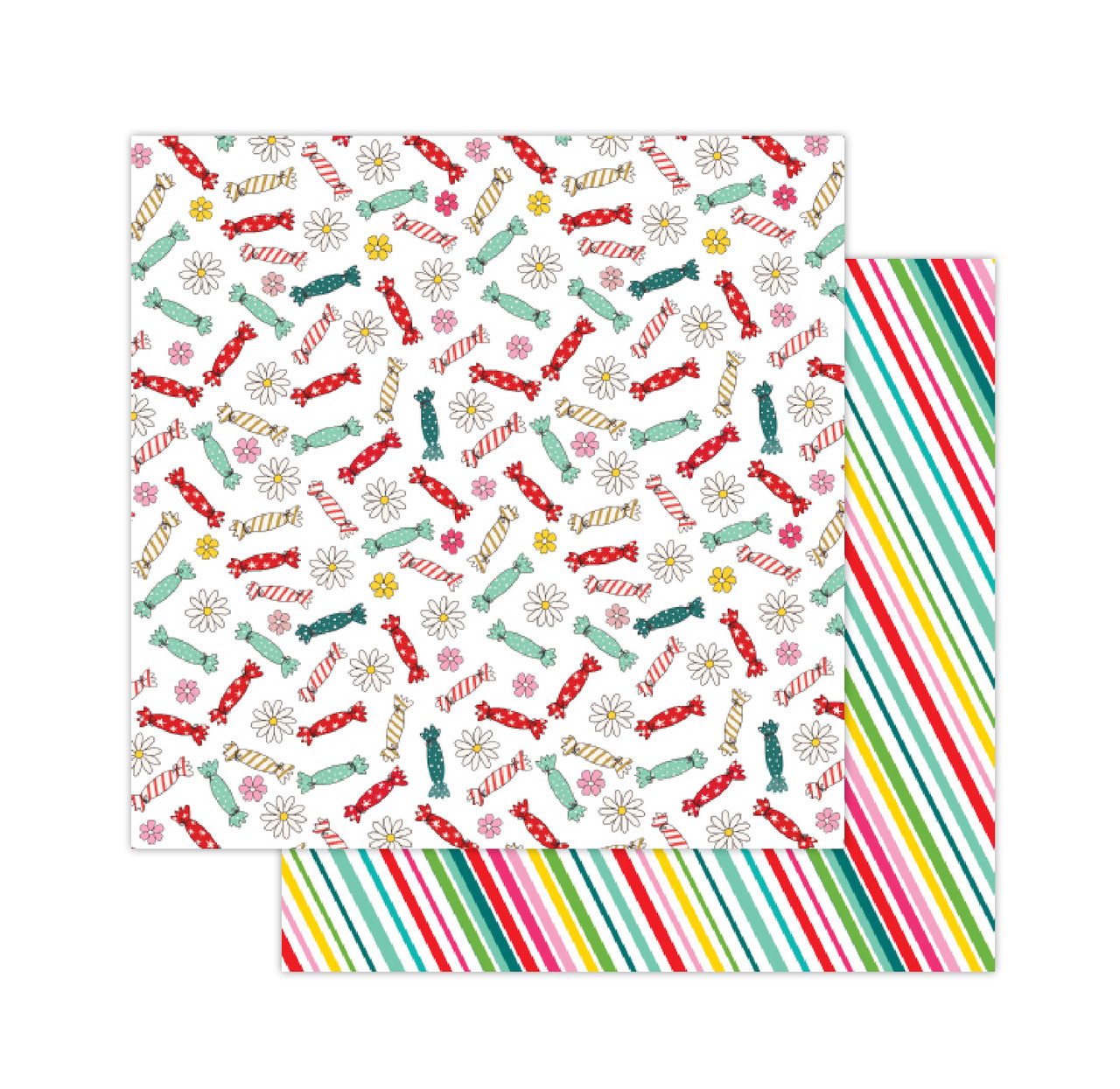 PRETTY LITTLE STUDIO Candy Cane 12x12 Paper | Taffy Candy (double-sided ...
