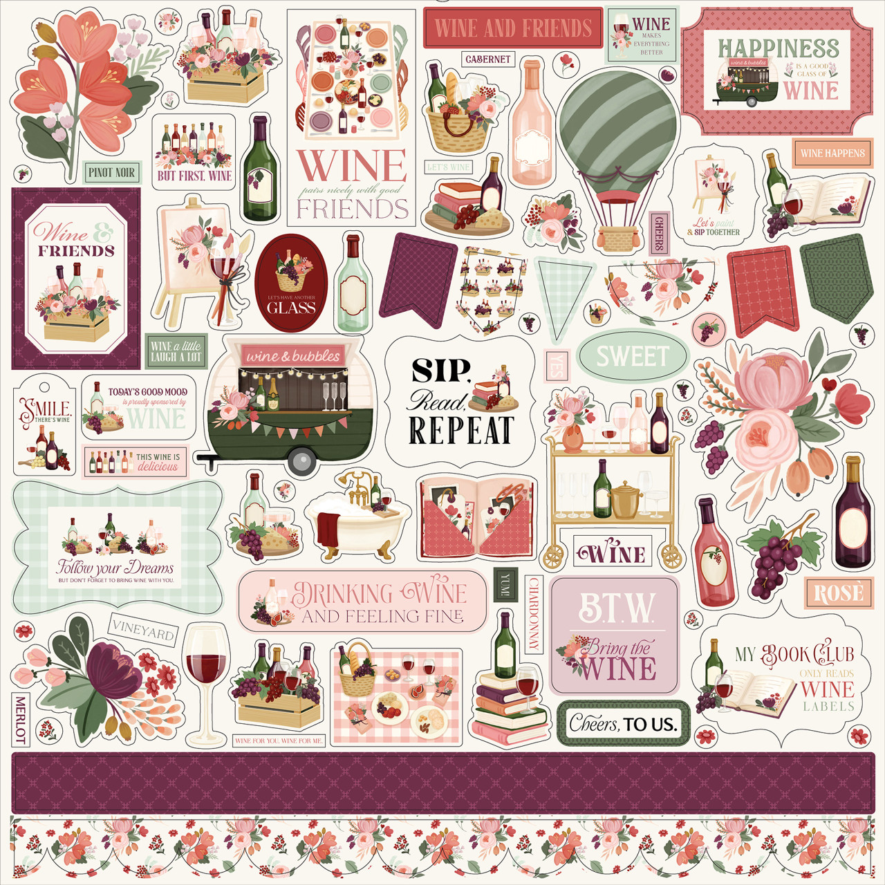 CARTA BELLA Wine Element Sticker - Scrapbook Generation