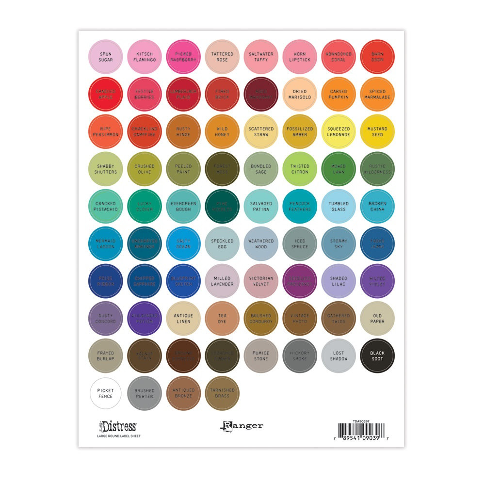 TIM HOLTZ Distress Large Round Label Sheets: Black - Scrapbook Generation