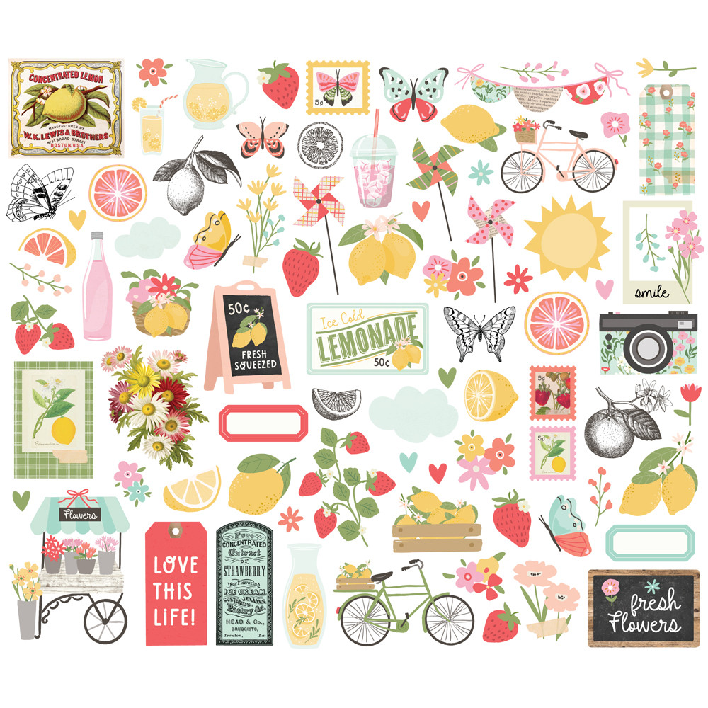 PREORDER - ships February: SIMPLE STORIES Pink Lemonade Bits & Pieces ...