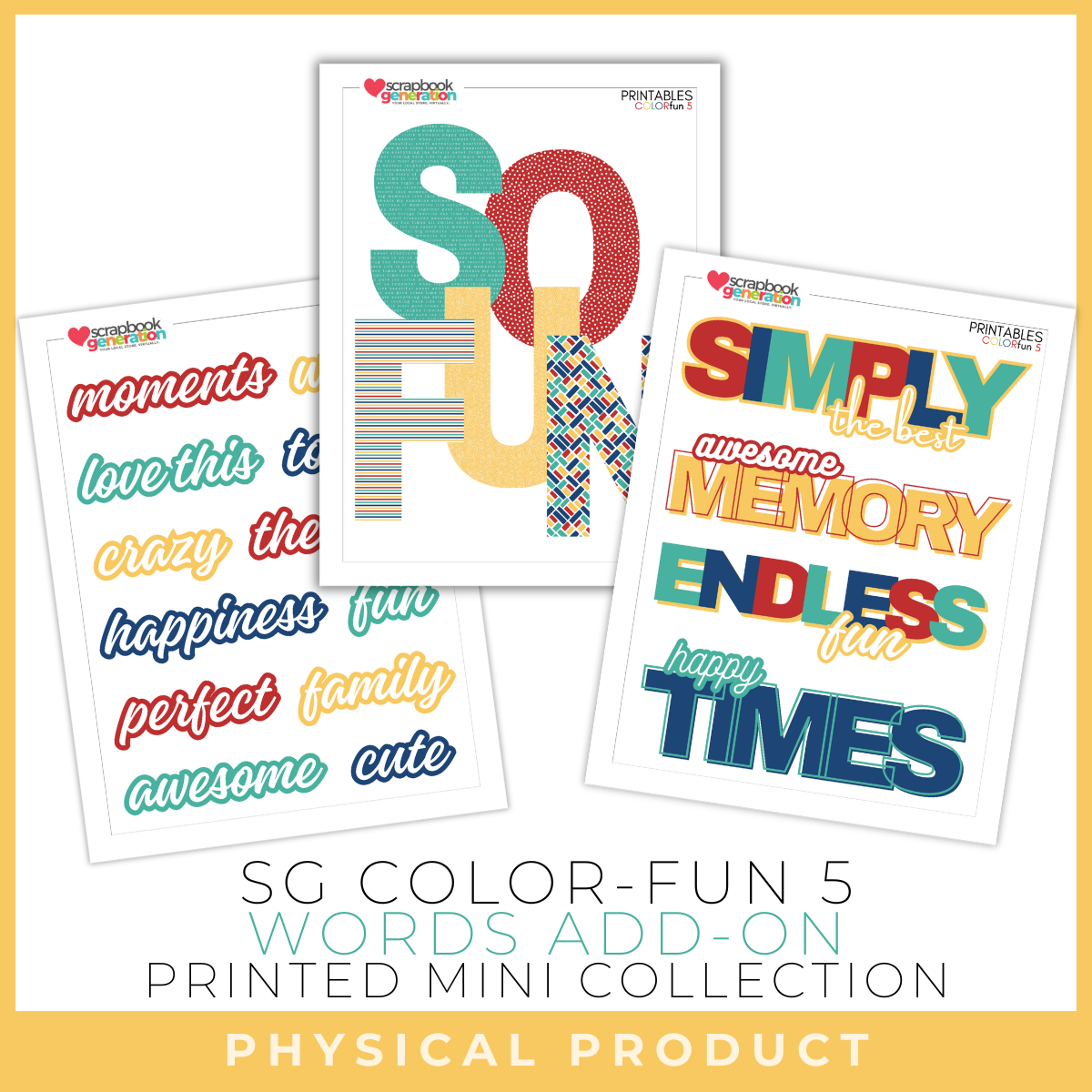 SCRAPBOOK GENERATION Printed Word Add-Ons | Color Fun 5 - Scrapbook ...