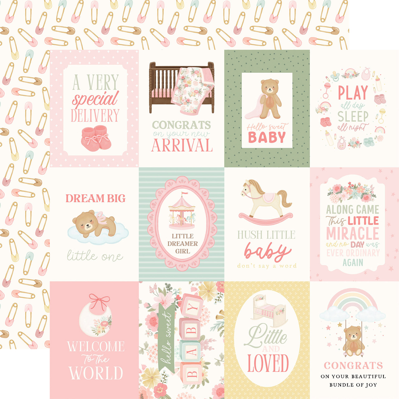 CARTA BELLA Little Lullabies BABY GIRL 12x12 Paper: 3x4 Journaling ...