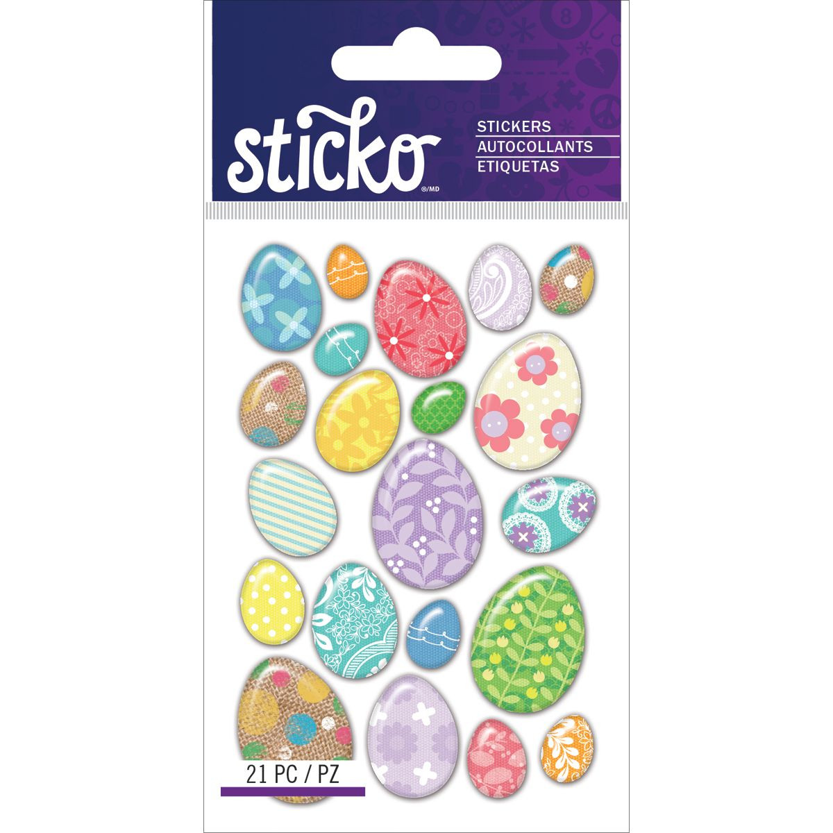 EK SUCCESS Sticko Epoxy Stickers: Mini Easter Eggs - Scrapbook Generation