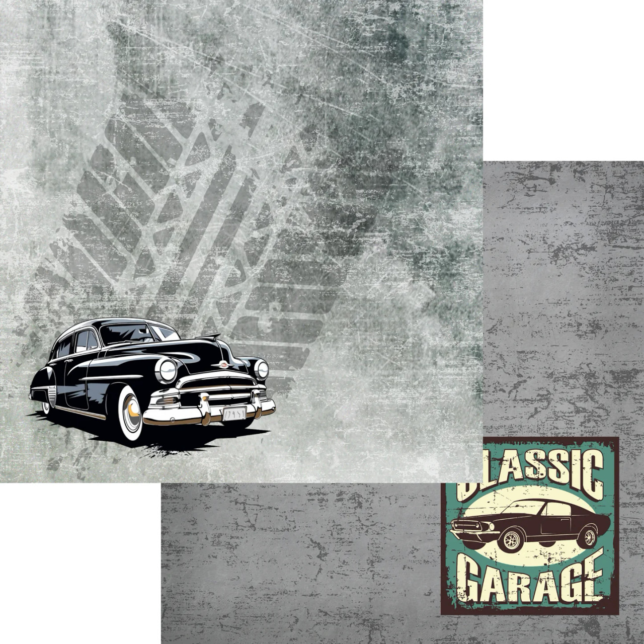 SSC DESIGNS Classic Cars 12x12 Paper: Classic Garage - Scrapbook Generation