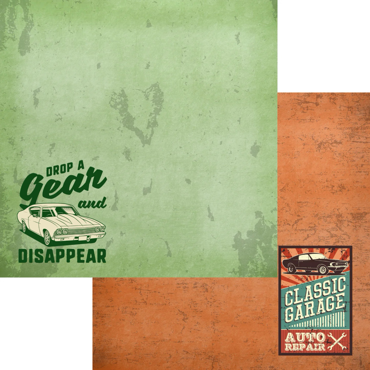 SSC DESIGNS Classic Cars 12x12 Paper: Drop A Gear - Scrapbook Generation