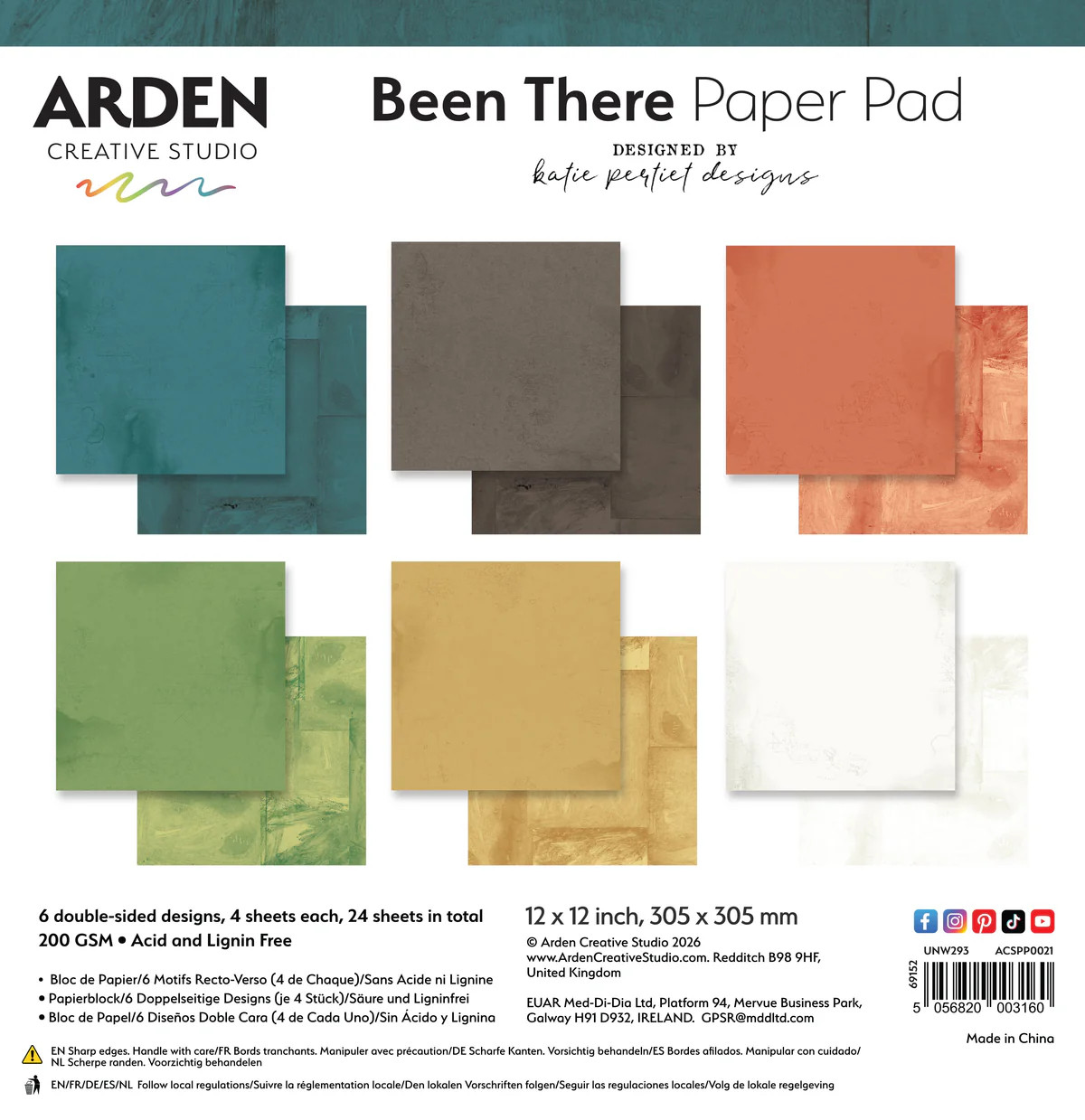 ARDEN CREATIVE STUDIO 12x12 Paper Pad: Been There - Solids - Scrapbook ...