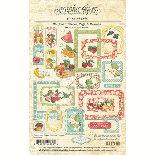 GRAPHIC 45 Slice of Life Chipboard Diecuts - Scrapbook Generation