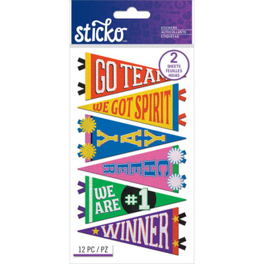EK SUCCESS Sticko Flat Stickers: Trendy School Pennants - Scrapbook ...