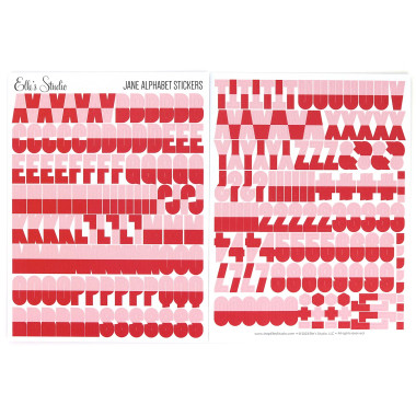 ELLE'S STUDIO Jane Alphabet Stickers: Large Tile - Pink/Red - Scrapbook ...