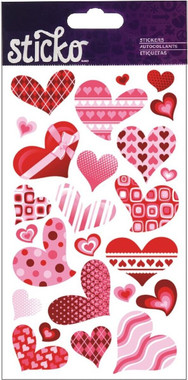 EK SUCCESS Sticko Flat Stickers: Funky Hearts - Scrapbook Generation
