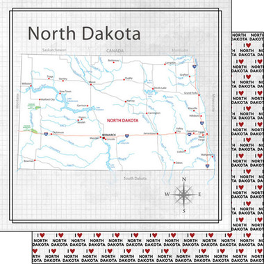 SCRAPBOOK CUSTOMS 12x12 Travel Themed Paper: Adventure Map - North ...