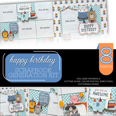 SCRAPBOOK GENERATION 1 Layout Kit: Happy Birthday - Scrapbook Generation