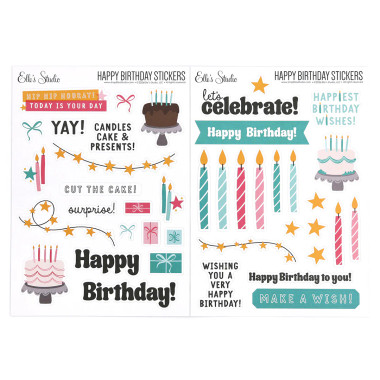 ELLE'S STUDIO Cardstock Stickers: General | Happy Birthday - Scrapbook ...