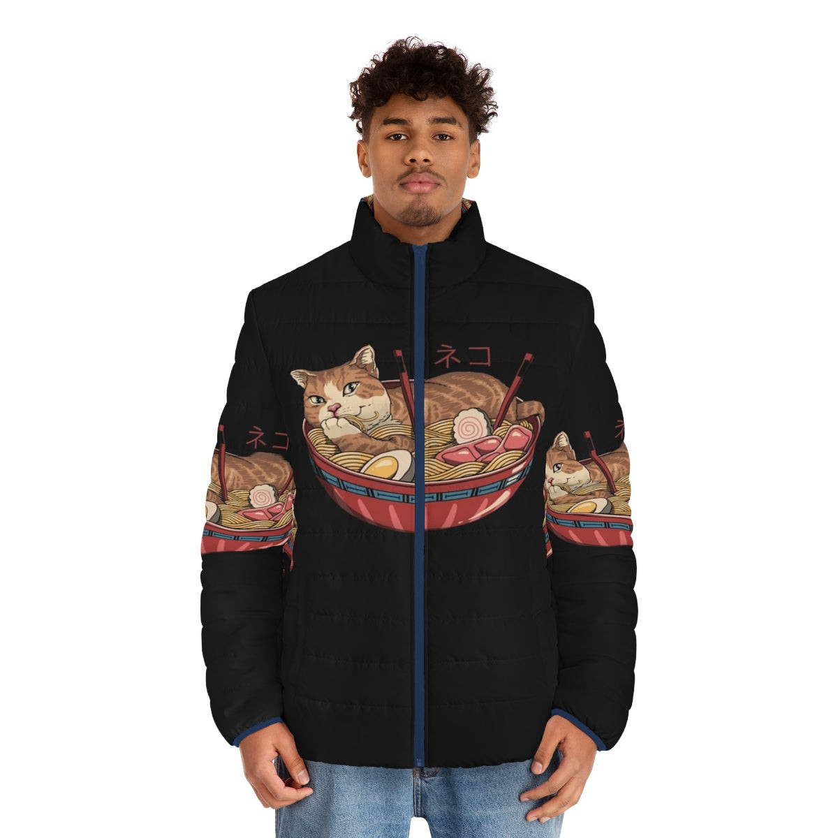 Neko Ramen V2 Puffer Jacket - Cozy Japanese Streetwear - nerdoutloudpod