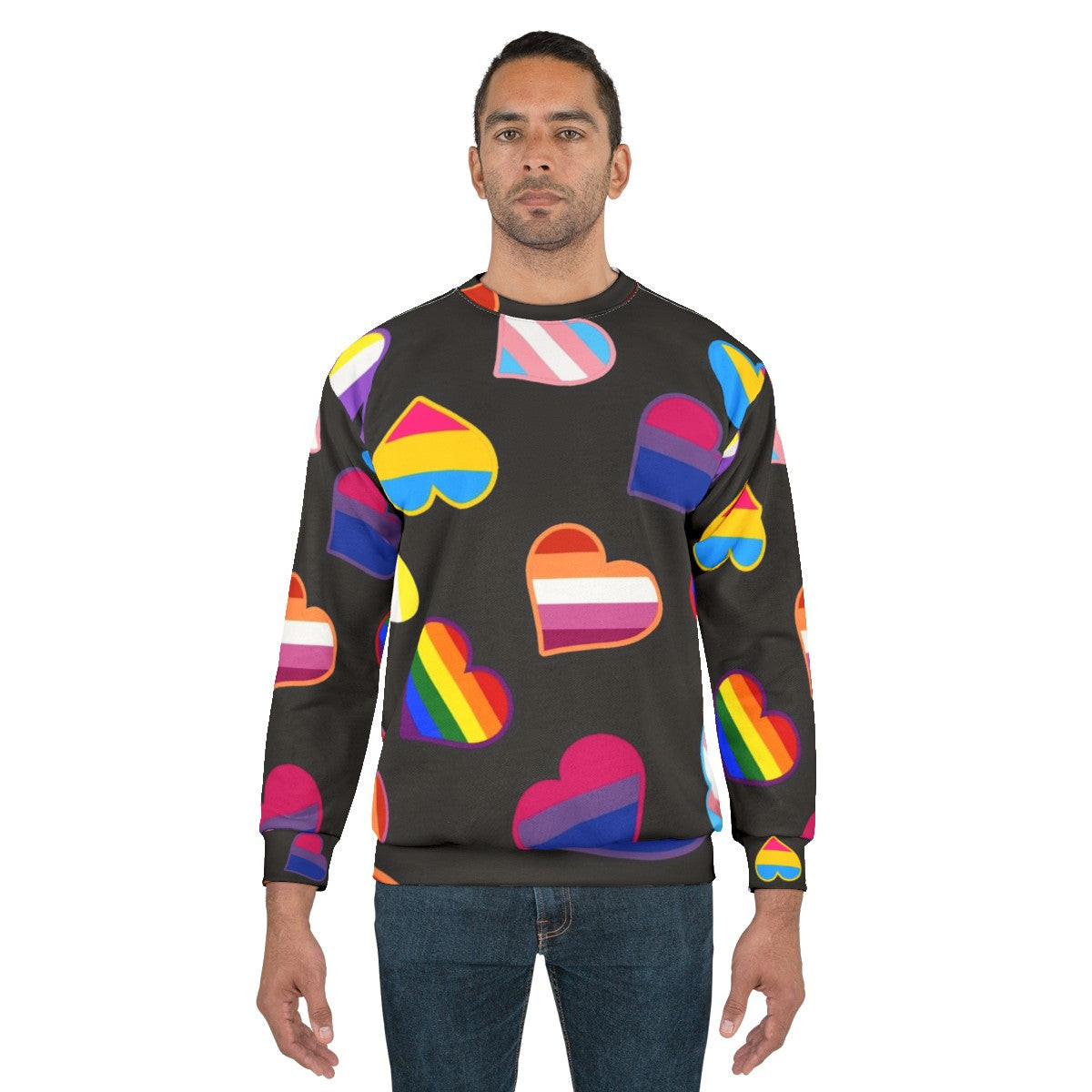 Vibrant Pride Flags Hearts Sweatshirt | LGBTQ Apparel - nerdoutloudpod