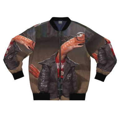 Smiling Friends Shrimp Bomber Jacket - nerdoutloudpod