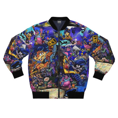 Sly Cooper Comic Collage Bomber Jacket - nerdoutloudpod