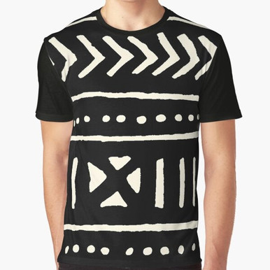 African Mud Cloth Black and White Graphic T-Shirt - nerdoutloudpod