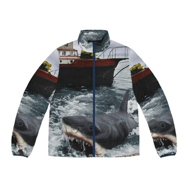 Jaws Shark Puffer Jacket - Inspired by the Classic Movie - nerdoutloudpod