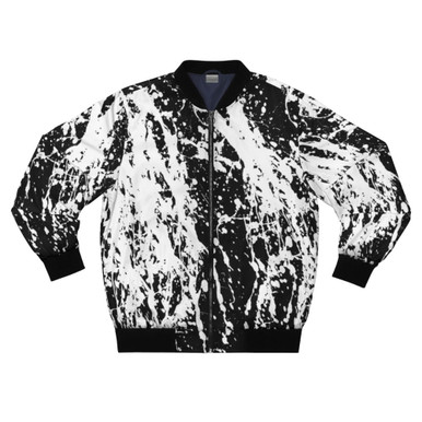 Black and White Paint Splatter Bomber Jacket - Distressed Abstract ...