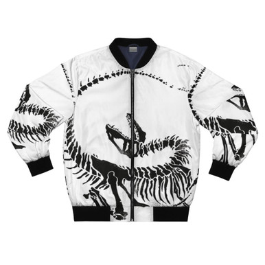 Velociraptor Skeleton Dinosaur Bomber Jacket - nerdoutloudpod