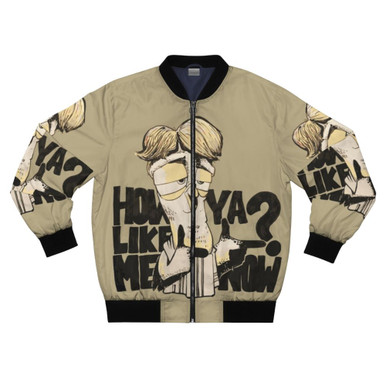 Stylish Boss Bomber Jacket with Animated Bird Design - nerdoutloudpod