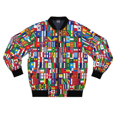 The Flags of the World Bomber Jacket - Worldwide Travel Jacket ...