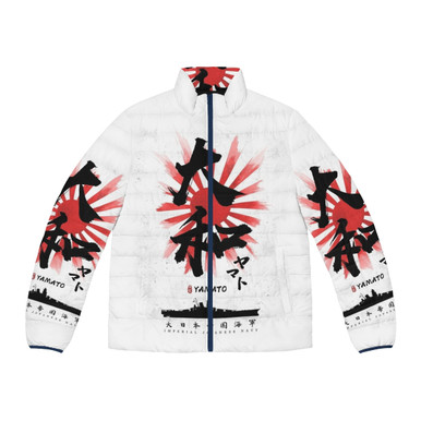 Ijn Yamato Battleship Japanese Calligraphy Puffer Jacket - nerdoutloudpod