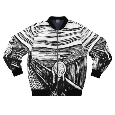 Expressionist Edvard Munch "The Scream" Black and White Bomber Jacket ...