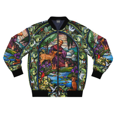 St. Francis Stained Glass Bomber Jacket - nerdoutloudpod