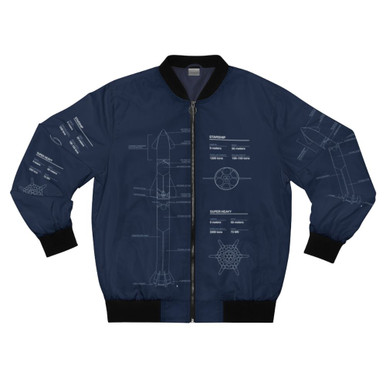 Starship SpaceX Blueprint Bomber Jacket - nerdoutloudpod