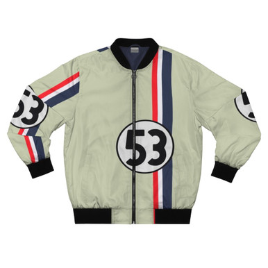 Herbie the Love Bug Retro Bomber Jacket in Pearl White - nerdoutloudpod