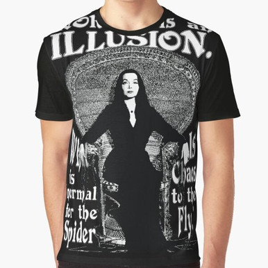 "Morticia Addams - 'Normal Is An Illusion...' Graphic T-Shirt ...