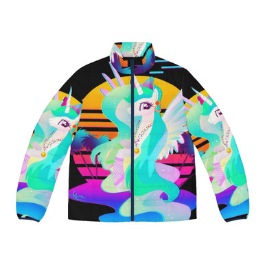 Synthwave Princess Celestia Puffer Jacket - Retro 80s MLP Fashion ...