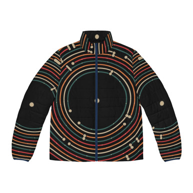 Vinyl Music Metro Map Labyrinth Puffer Jacket - nerdoutloudpod