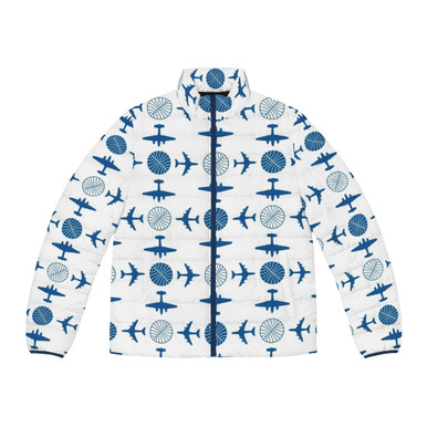 Vintage Pan Am Puffer Jacket with Iconic Airplane Pattern - nerdoutloudpod