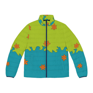Retro Mystery Pattern Puffer Jacket - Vintage Scooby Doo Inspired ...
