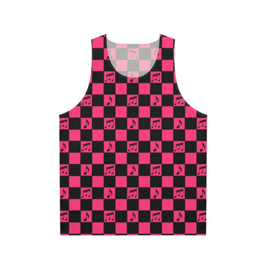 Retro Checkerboard Music Notes Unisex Tank Top - nerdoutloudpod