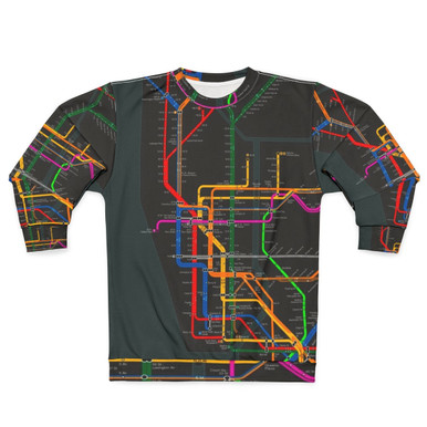 NYC Subway Map Dark Graphic Sweatshirt - nerdoutloudpod