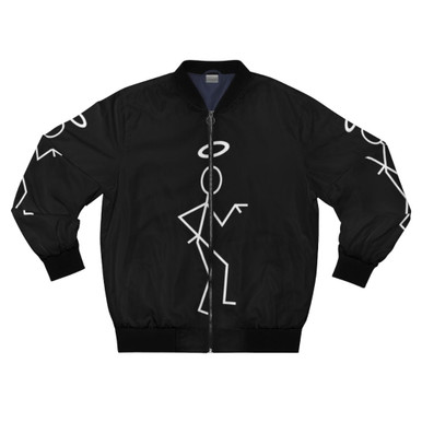 The Saint Stick Figure (White) Bomber Jacket - nerdoutloudpod