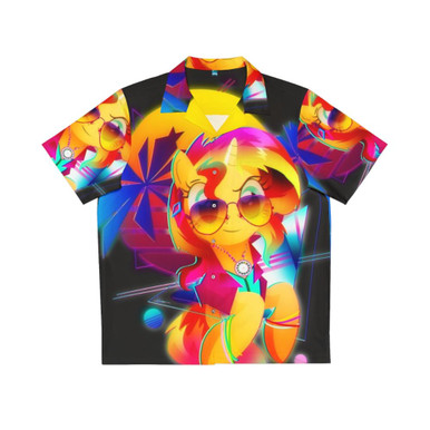 Retro Synthwave Sunset Shimmer Hawaiian Shirt - nerdoutloudpod