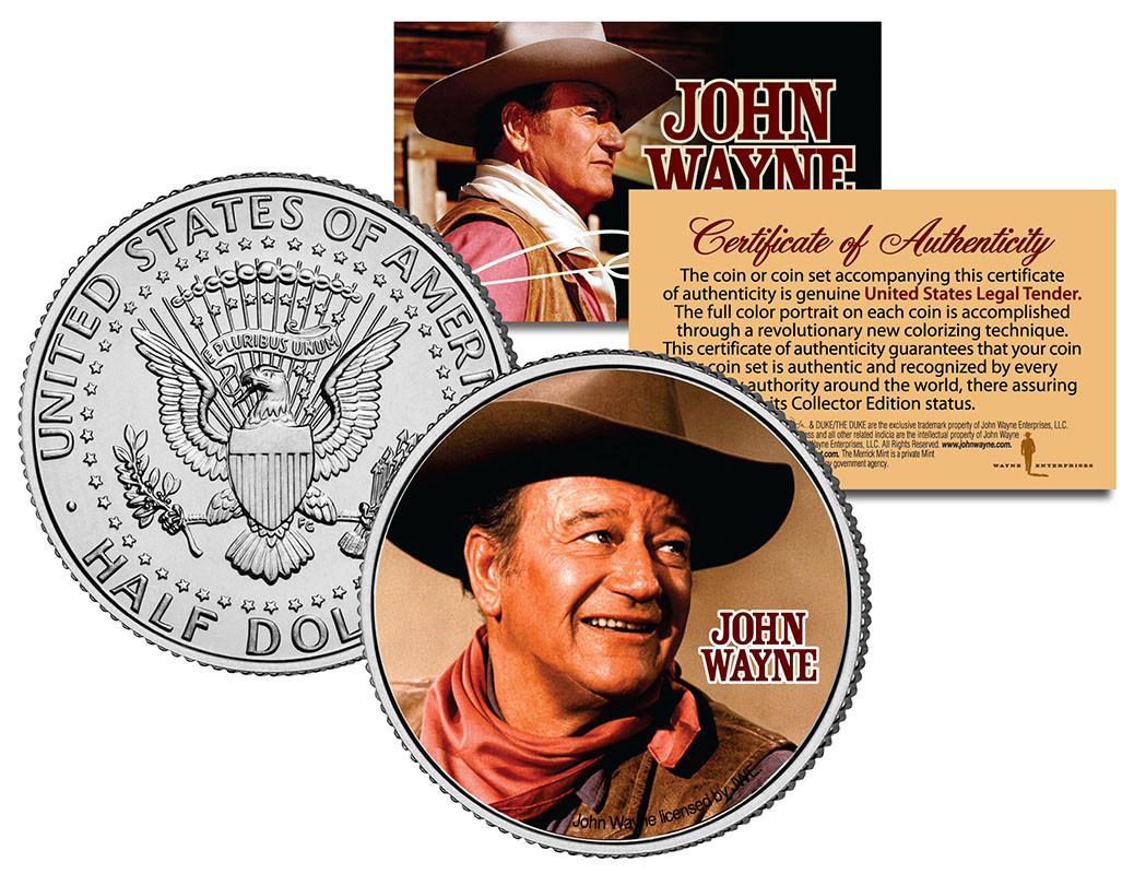 John Wayne Movies Colorized JFK Half Dollar 10 Coin Set